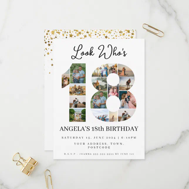 look who's 18 Customizable Photo Collage sign Invitation Postcard | Zazzle