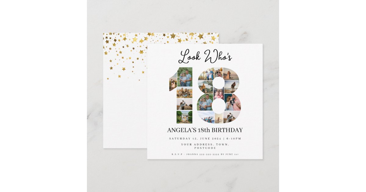 look who's 18 Photo Collage teenager birthday Invitation | Zazzle