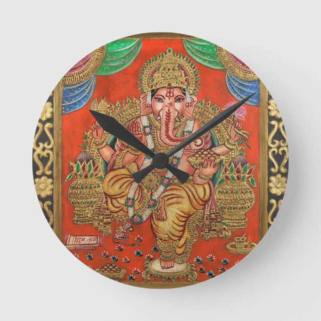 LORD GANESH HINDU DEITY ROUND CLOCK | Zazzle