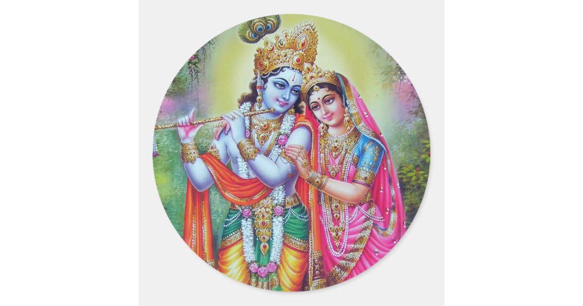 Lord Krishna & Radha Classic Round Sticker | Zazzle
