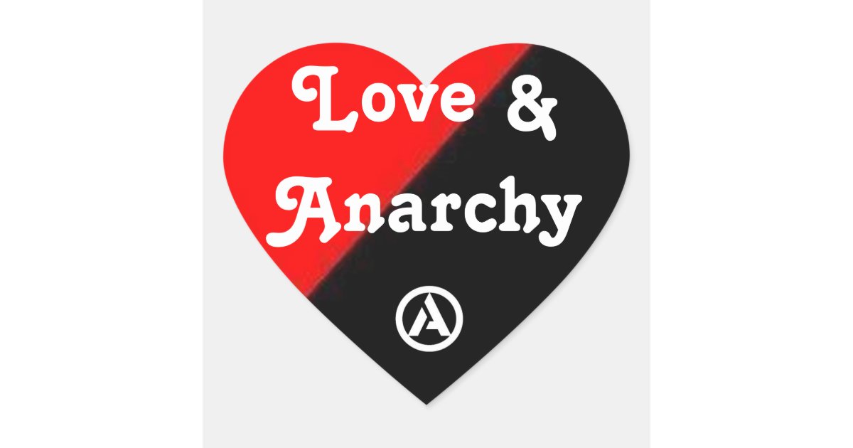 Love & Anarchy heart sticker | Zazzle