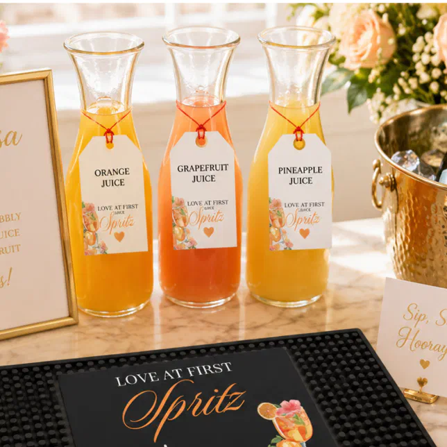 Love at First Spritz Bridal Shower Name Juice Gift Tags | Zazzle