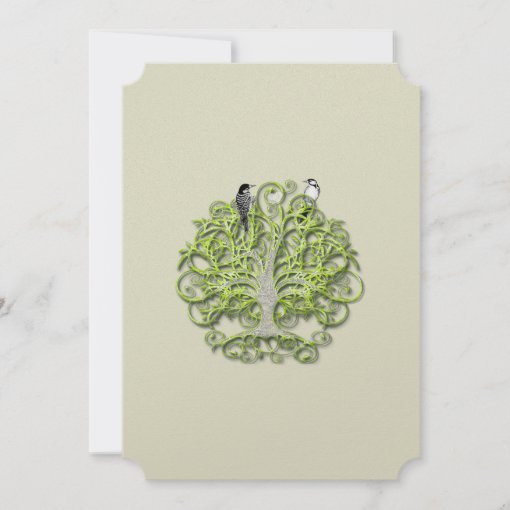 Love Bird Green Swirl Tree Wedding Invitation #2 | Zazzle