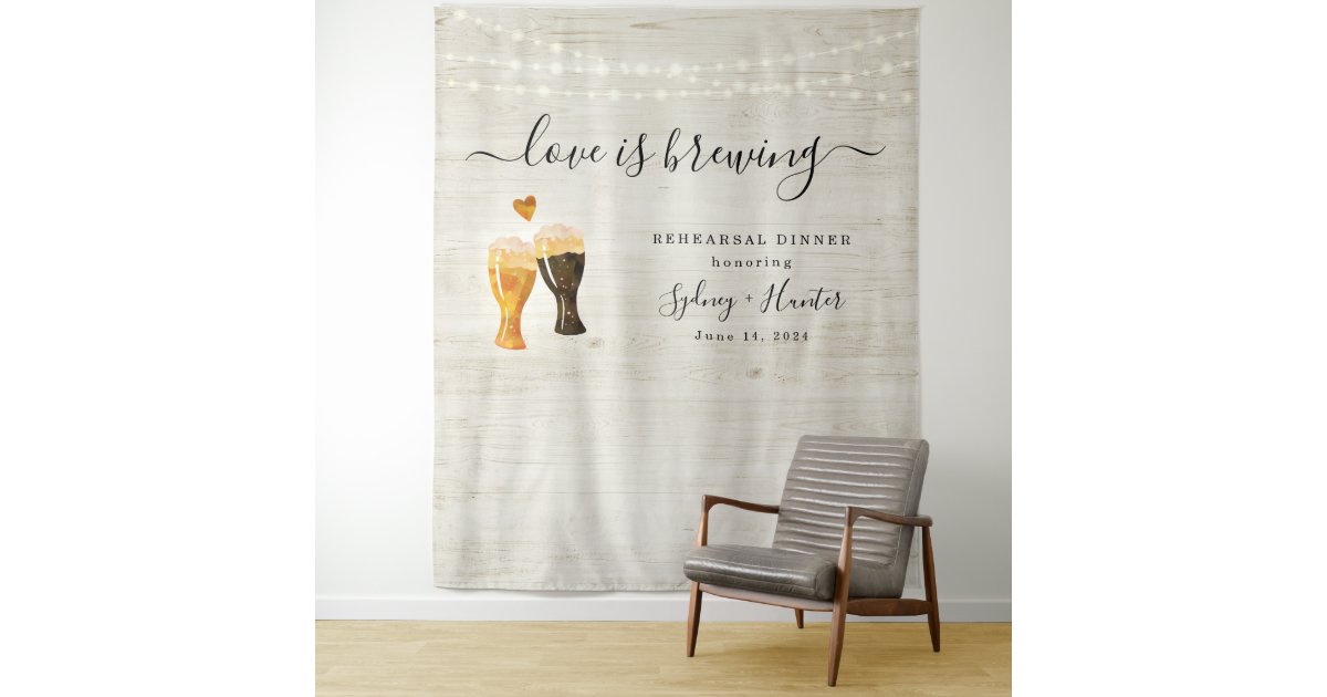Love is Brewing Wedding Shower Photo Backdrop Tapestry | Zazzle
