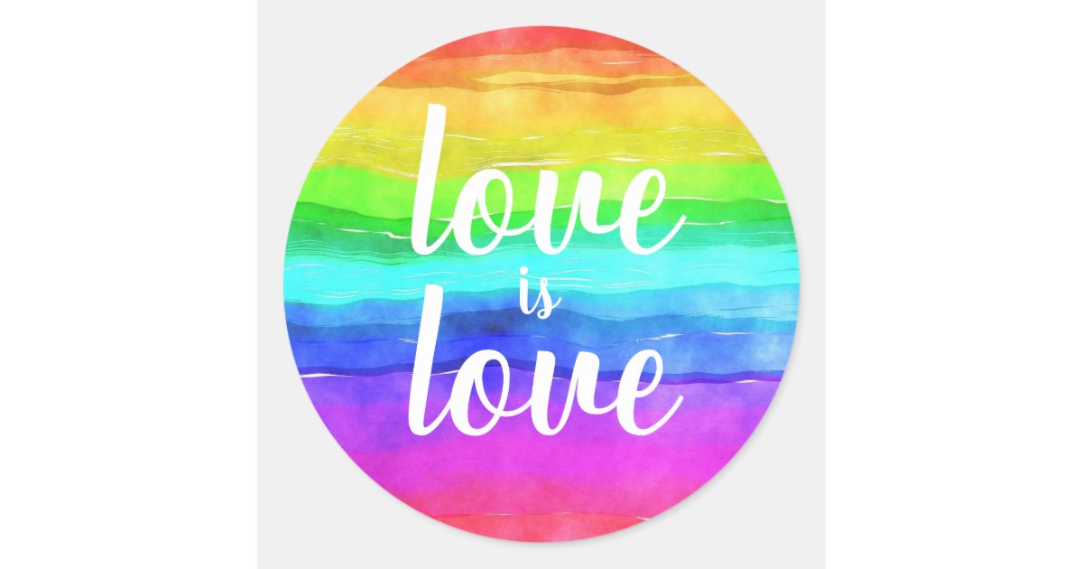 Love Is Love Gay Pride Rainbow Classic Round Sticker Zazzle