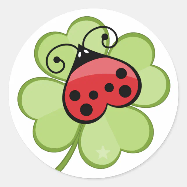 Lucky 4 Leaf Clover Ladybug Ladybird Cute Stickers | Zazzle