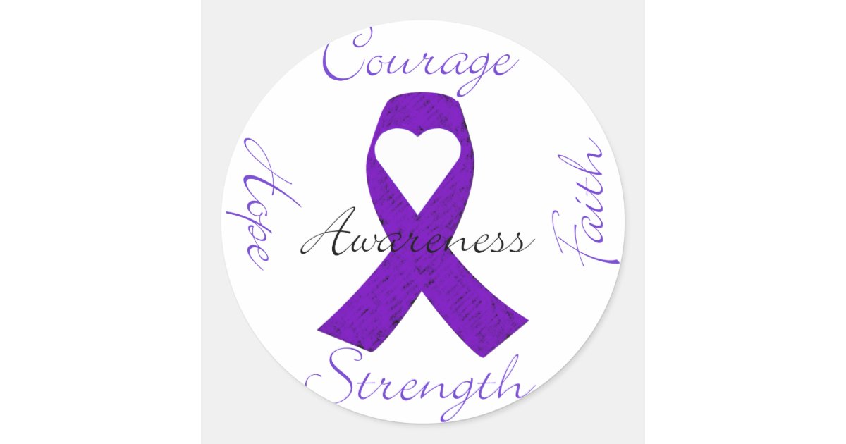Lupus Pancreatic Thyroid purple ribbon awareness Classic Round Sticker ...