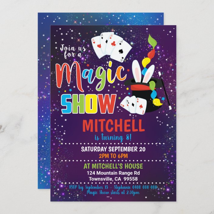 Magic Show Birthday Invitation Magic Invitation | Zazzle.com.au