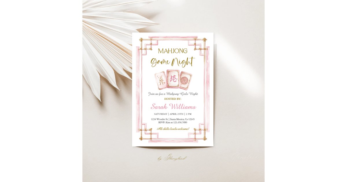 Mahjong Game Night Party Invitation | Zazzle