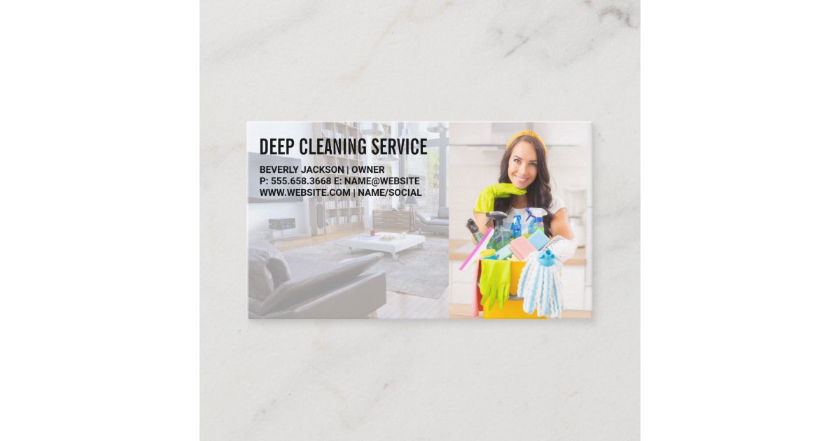 Maid Service | Cleaning Woman Smiling Business Card | Zazzle