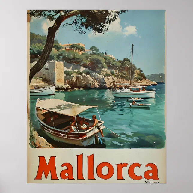 "Mallorca Coastal Bliss Vintage Postcard" Poster | Zazzle