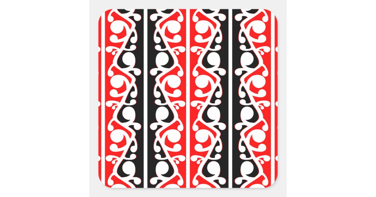 Maori Kowhaiwhai Traditional Pattern Square Sticker | Zazzle