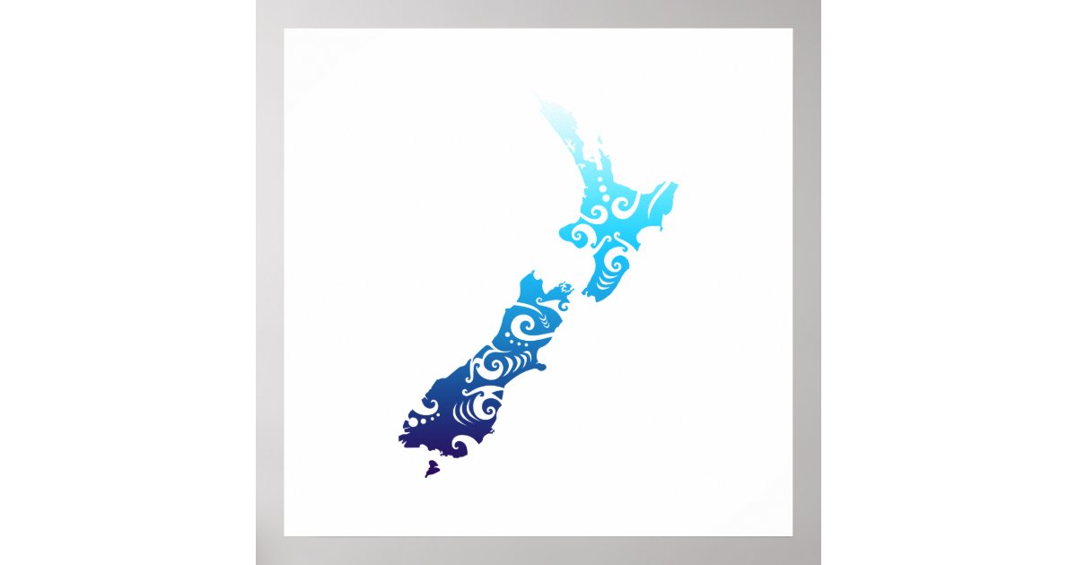 Maori New Zealand Map Tribal Tattoo Gift Idea Poster | Zazzle