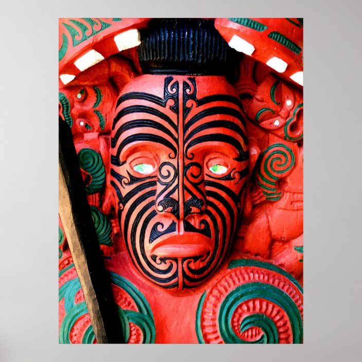 Maori Warrior Carving, New Zealand Poster | Zazzle.com.au