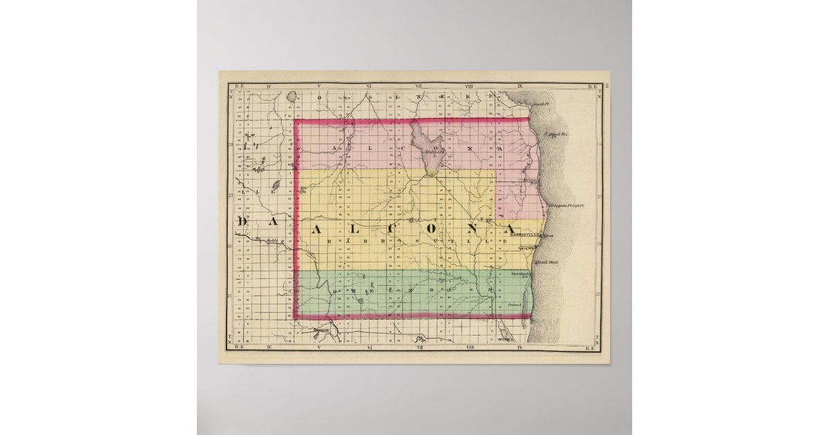Map of Alcona County, Michigan Poster | Zazzle