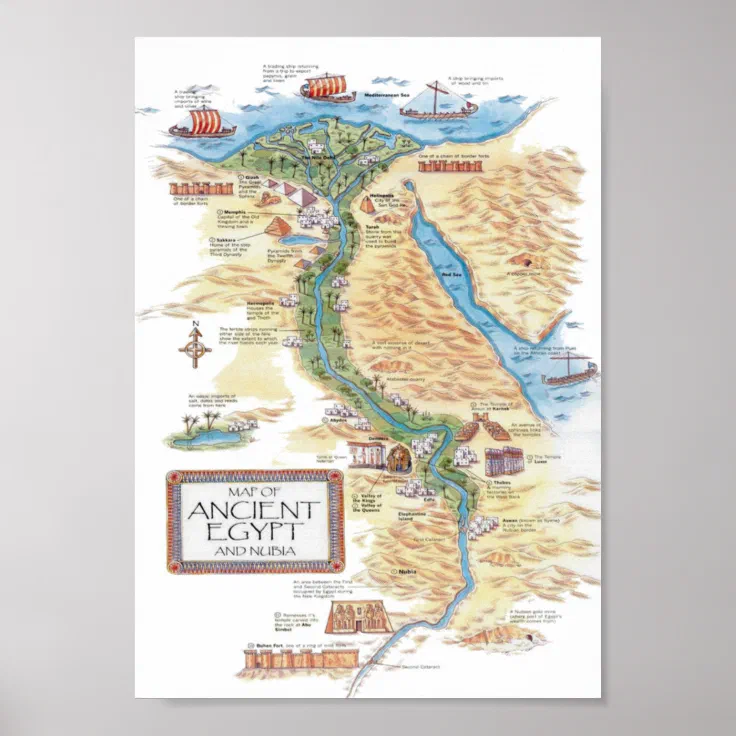 Map of Ancient Egypt and Nubia Poster | Zazzle