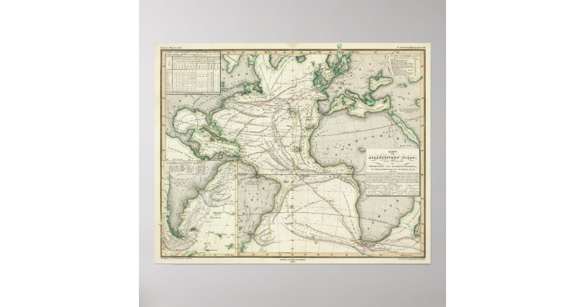 Map of Atlantic Ocean Poster | Zazzle