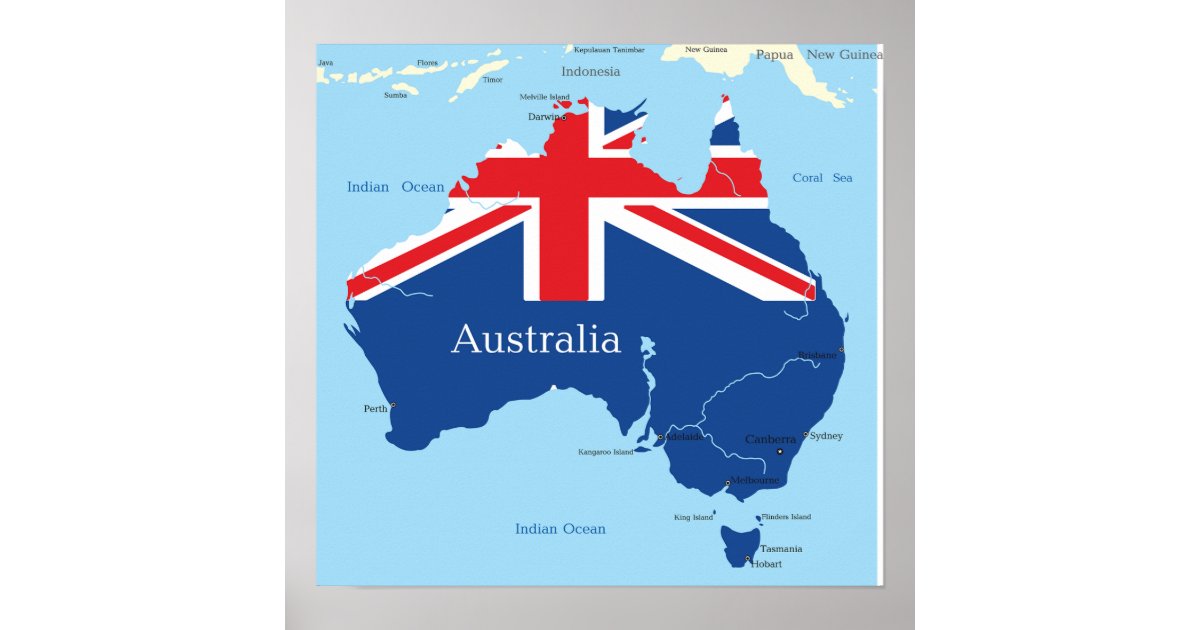 Map Of Australia Poster | Zazzle