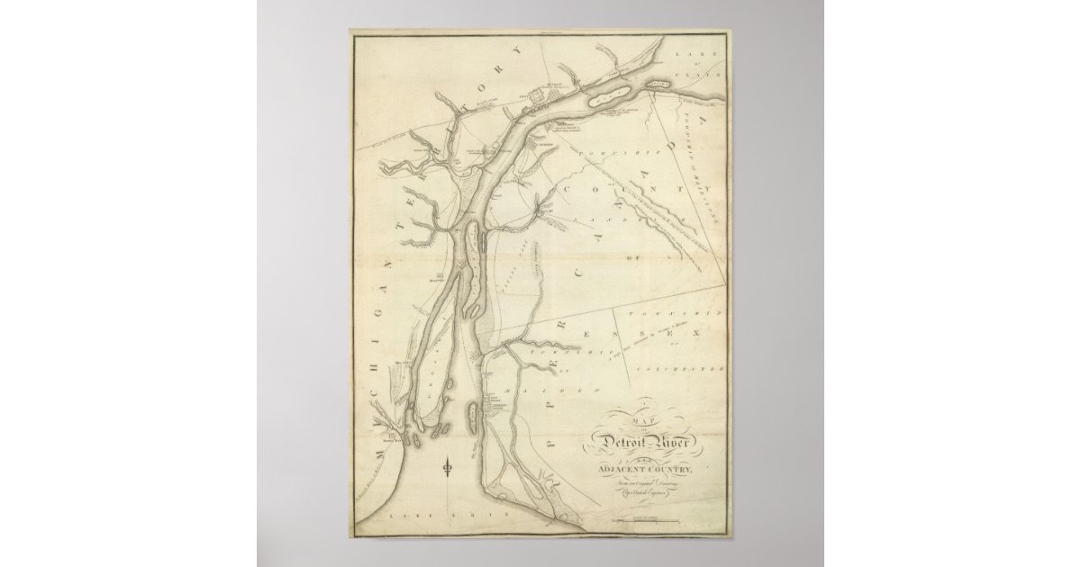 Map of Detroit River Poster | Zazzle