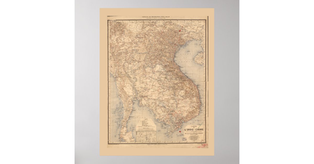 Map of Indochina (1895) Poster | Zazzle