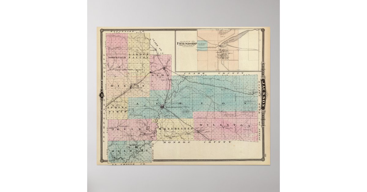 Map of Jackson County, Plat of Friendship Poster | Zazzle