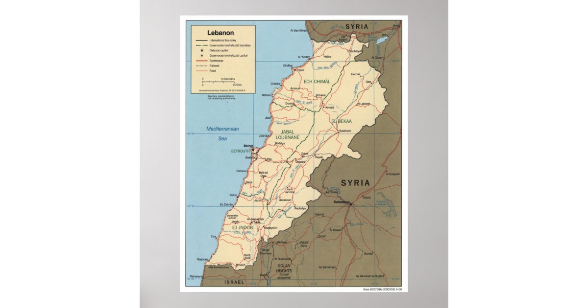 Map of Lebanon (2000) Poster | Zazzle