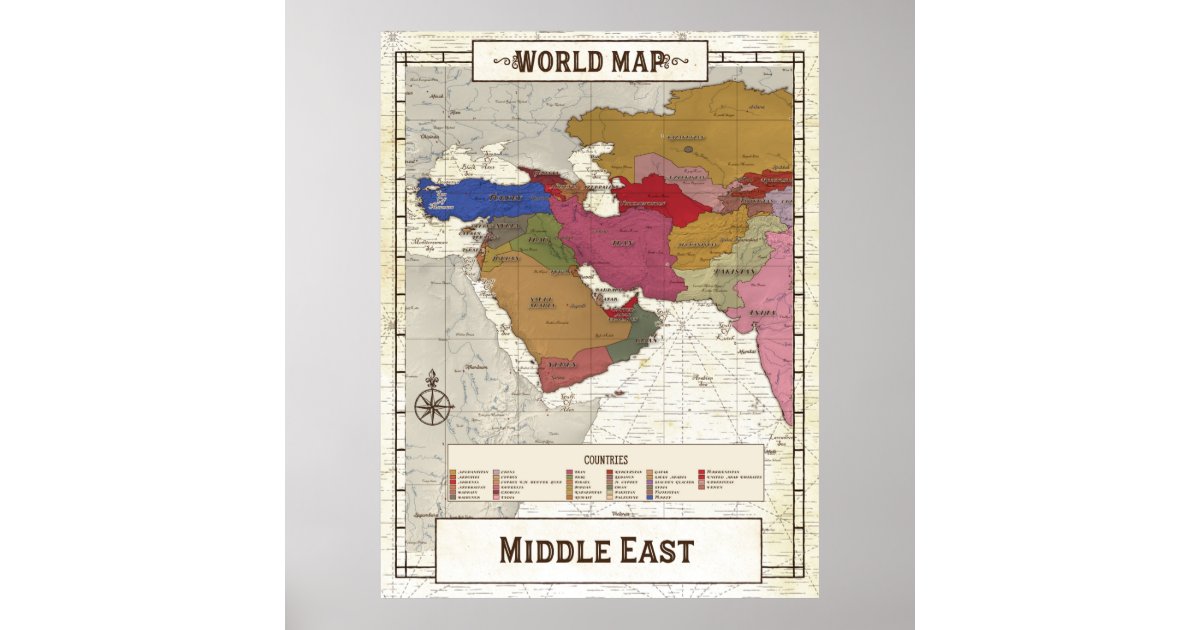 Map Of Middle East Poster | Zazzle