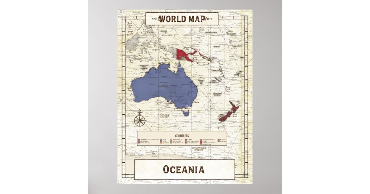Map Of Oceania Poster | Zazzle