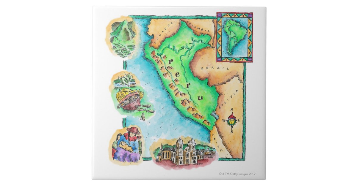 Map of Peru Ceramic Tile | Zazzle
