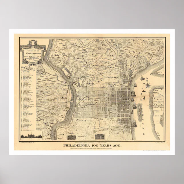 Map of Philadelphia as it was in 1776 by Varte Poster | Zazzle
