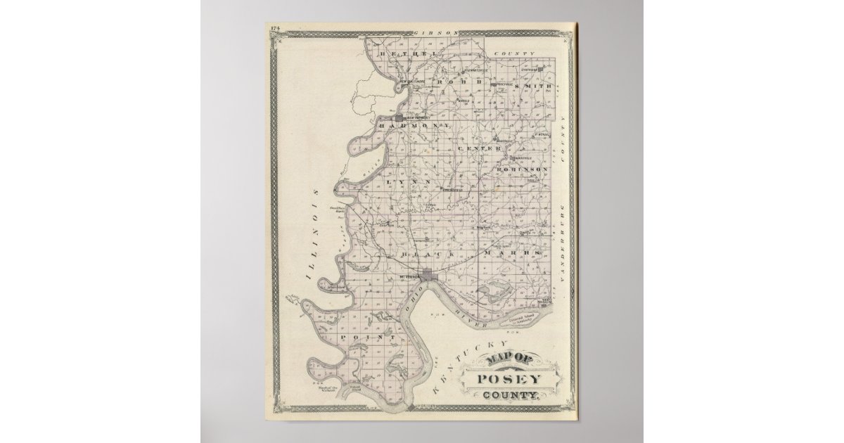Map of Posey County Poster | Zazzle