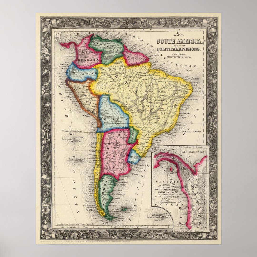 Map Of South America Poster | Zazzle
