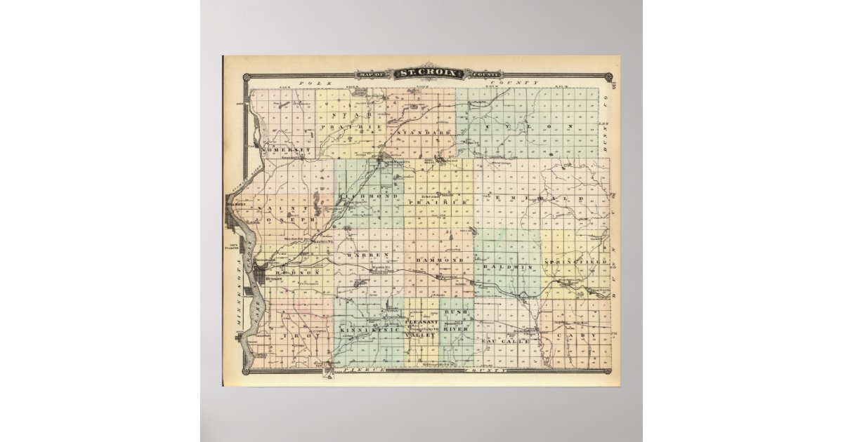 Map of St Croix County Poster | Zazzle