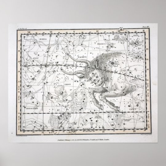 Map of The Constellations Plate XIV Poster | Zazzle.com.au