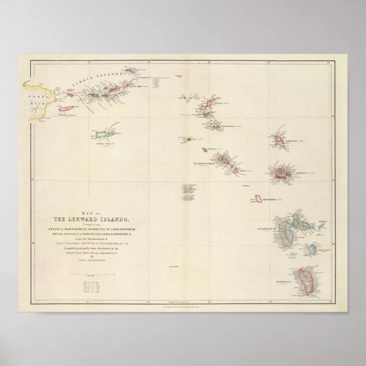 Map of The Leeward Islands Poster | Zazzle