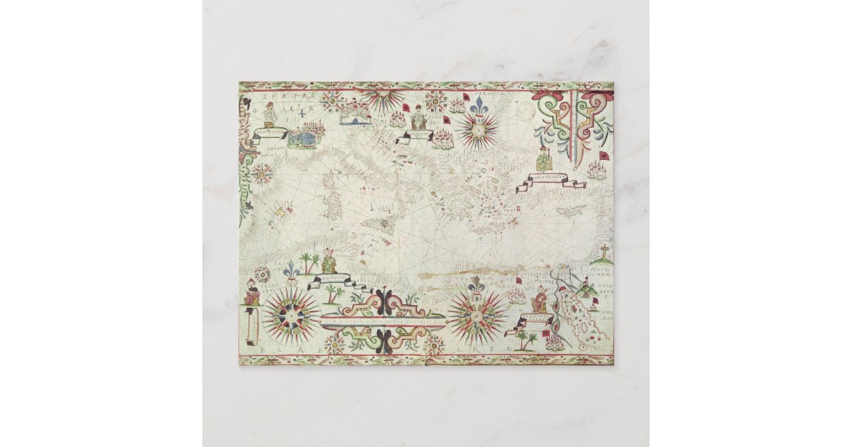 Map of the Mediterranean, 1625 Postcard | Zazzle
