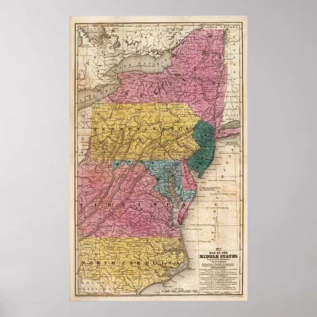 Map of the Middle States Poster | Zazzle