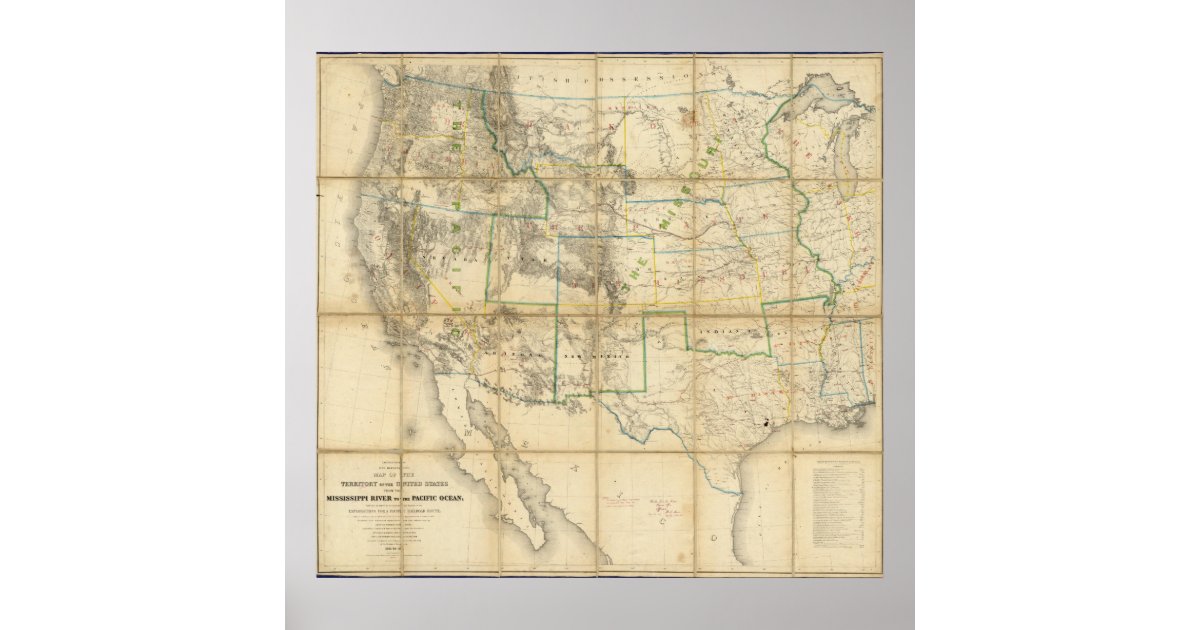 Map Of The Territory Of The United States 2 Poster | Zazzle