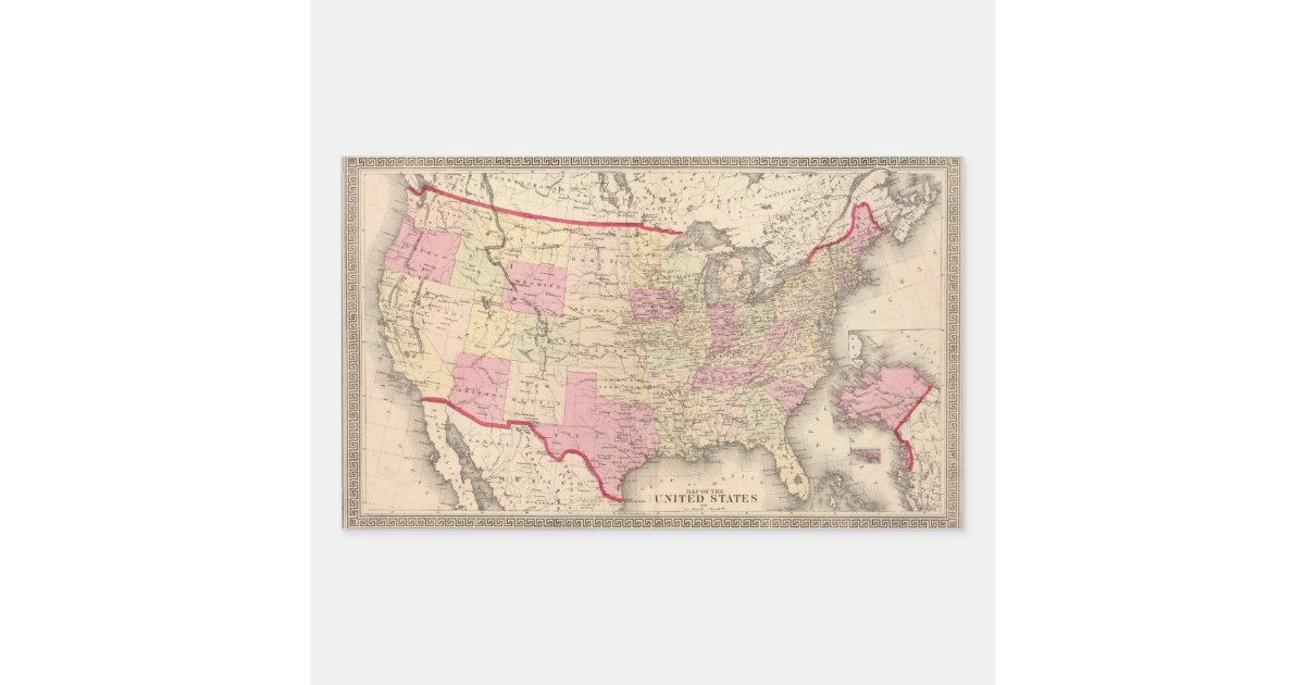 Map of the United States 5 Rectangular Sticker | Zazzle