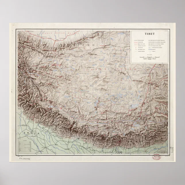 Map of Tibet (1955) Poster | Zazzle