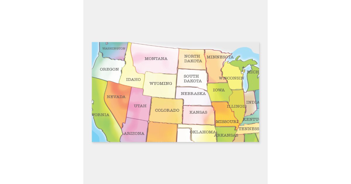 Map of USA States Rectangular Sticker | Zazzle