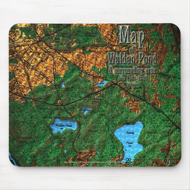 Map of Walden Pond & Surrounding Area Mouse Pad | Zazzle