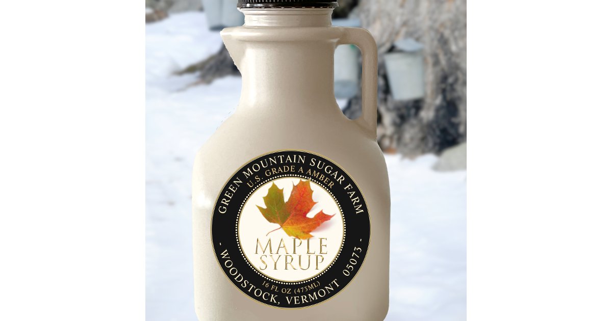 Maple Syrup Colourful Maple Leaf Dotted Border Classic Round Sticker ...