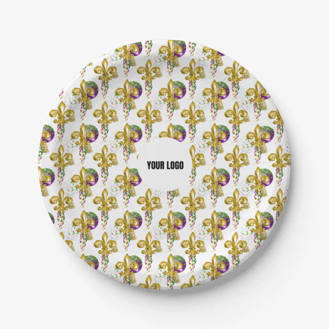 Mardi Gras Lily Festival Custom Plate White Gold | Zazzle