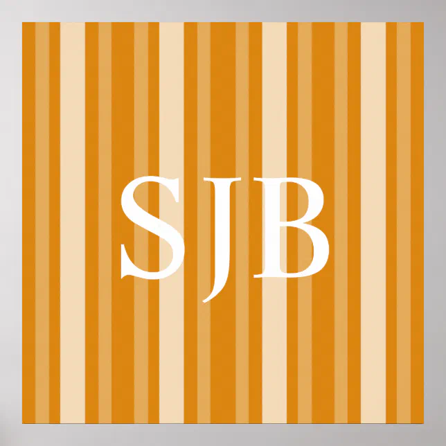 Marigold Victorian Lady Stripe with Monogram Poster | Zazzle