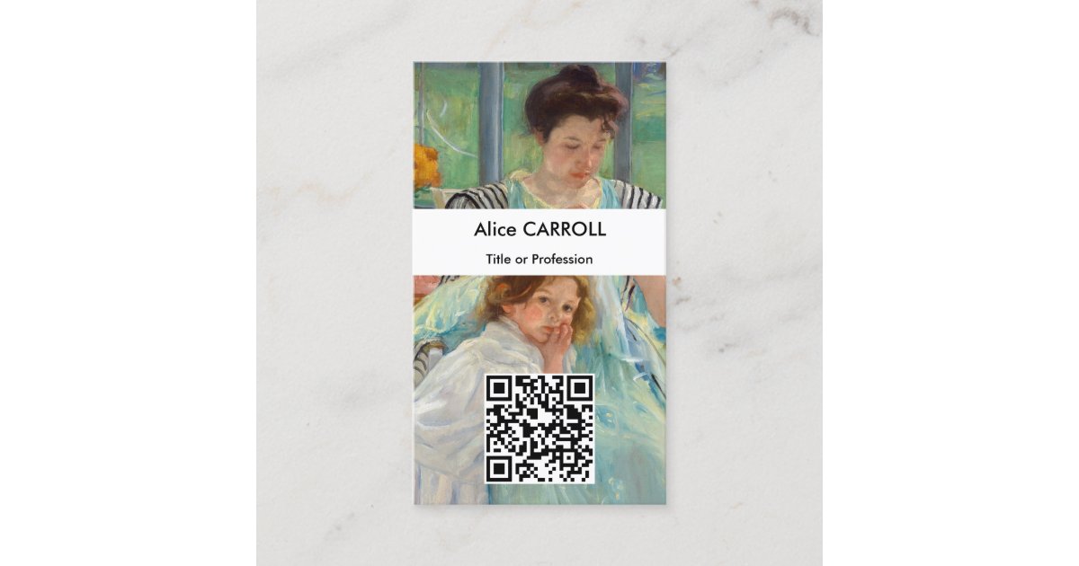 Mary Cassatt - Young Mother Sewing - QR Code Business Card | Zazzle