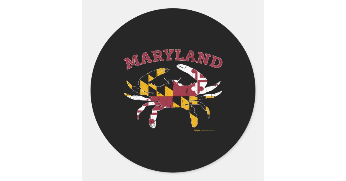 Maryland State Blue Crab Flag Classic Round Sticker | Zazzle