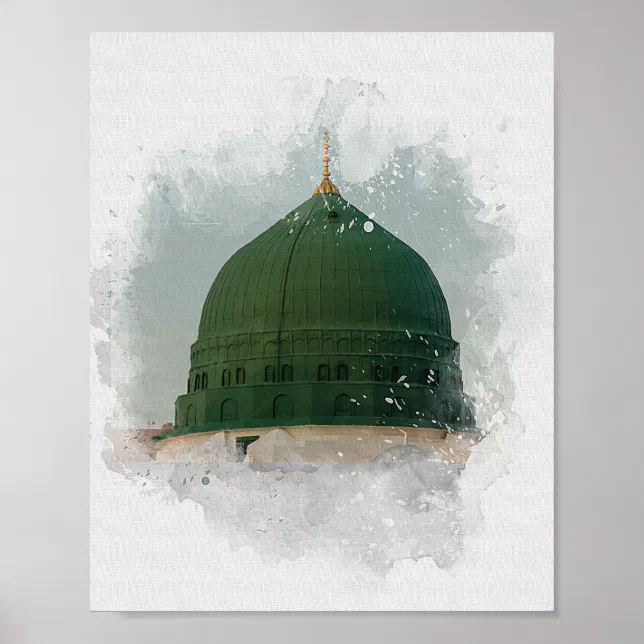 Masjid An-Nabawi watercolor illustration Islamic P Poster | Zazzle