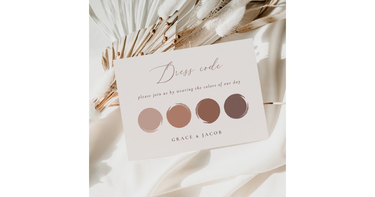 Mauve, Brunt Orane & Bronze Rose Dress Code Card | Zazzle