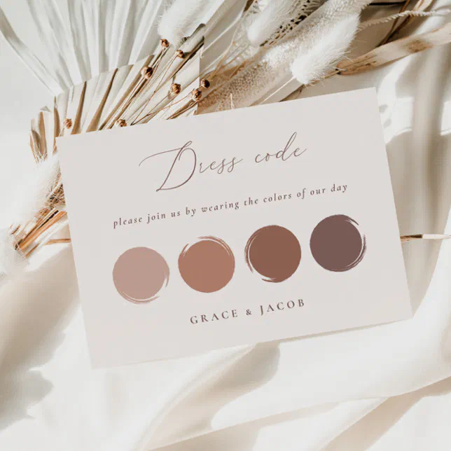 Mauve, Brunt Orane & Bronze Rose Dress Code Card | Zazzle